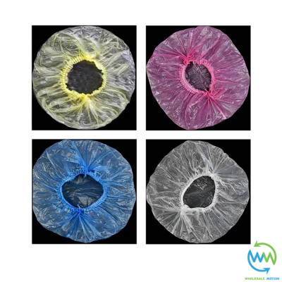 Elastic DISPOSABLE Shower CAP Bath Hat Waterproof COLOURS Head COVER ...