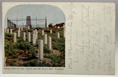 1909 Burial Place of General Custer and His Brave Men, Wyoming WY ...