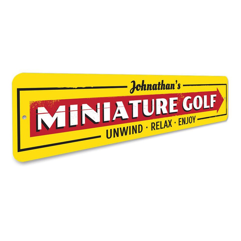 Miniature Golf Sign, Personalized Arrow Game Sign, Custom Name Metal ...