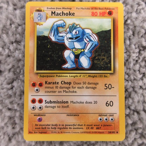 Machoke 34/102 Base Set Unlimited Pokemon TCG Card Vintage WOTC ...