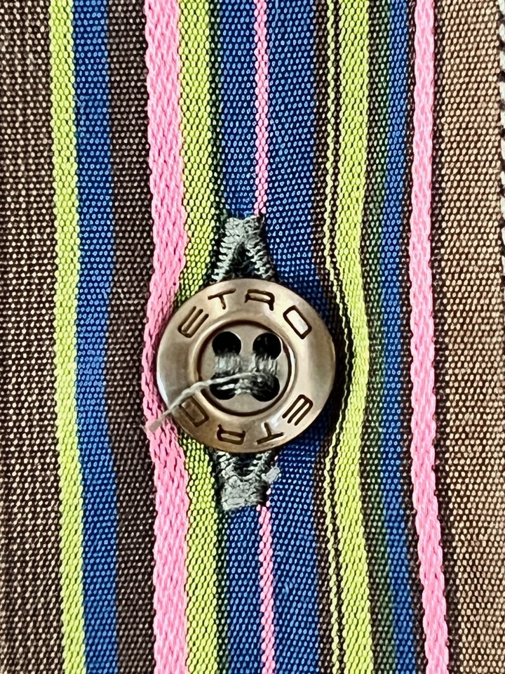 ETRO Milano Mens Striped Button Up Dress Shirt Size 40 Made in Italy ...