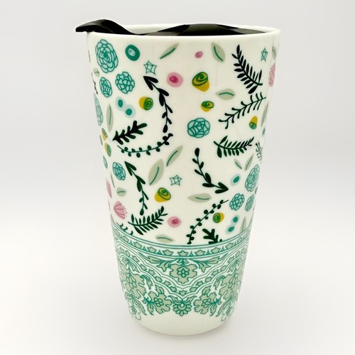 Tag Ceramic Coffee Tea Travel Mug 14 oz – Pretty Floral Pattern with ...