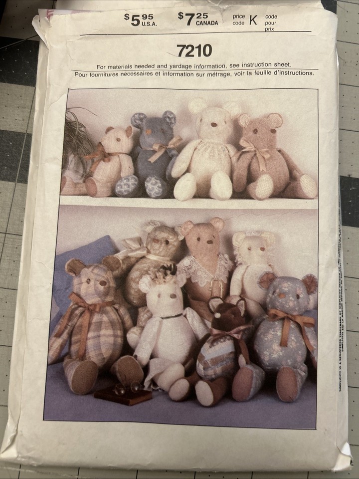 Simplicity Sewing Pattern 7210 Stuffed Bears 3 Size Memory Bear ...