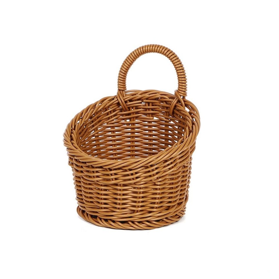 with Handle Hand-woven Hanging Baskets Brown Wall Hanging Basket | eBay ...