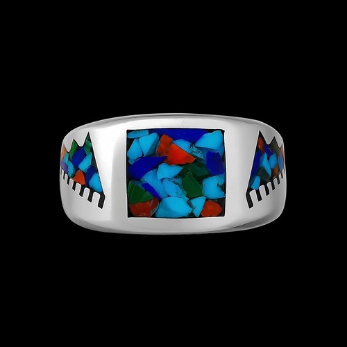 Size 12-925 Sterling Silver Mixed Gemstone Storm Ring, Southwestern ...