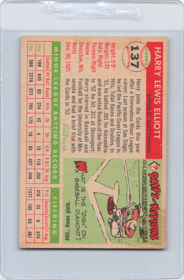 1955 Topps #137 Harry Elliott Cardinals EX/MT *DA-C409 | eBay