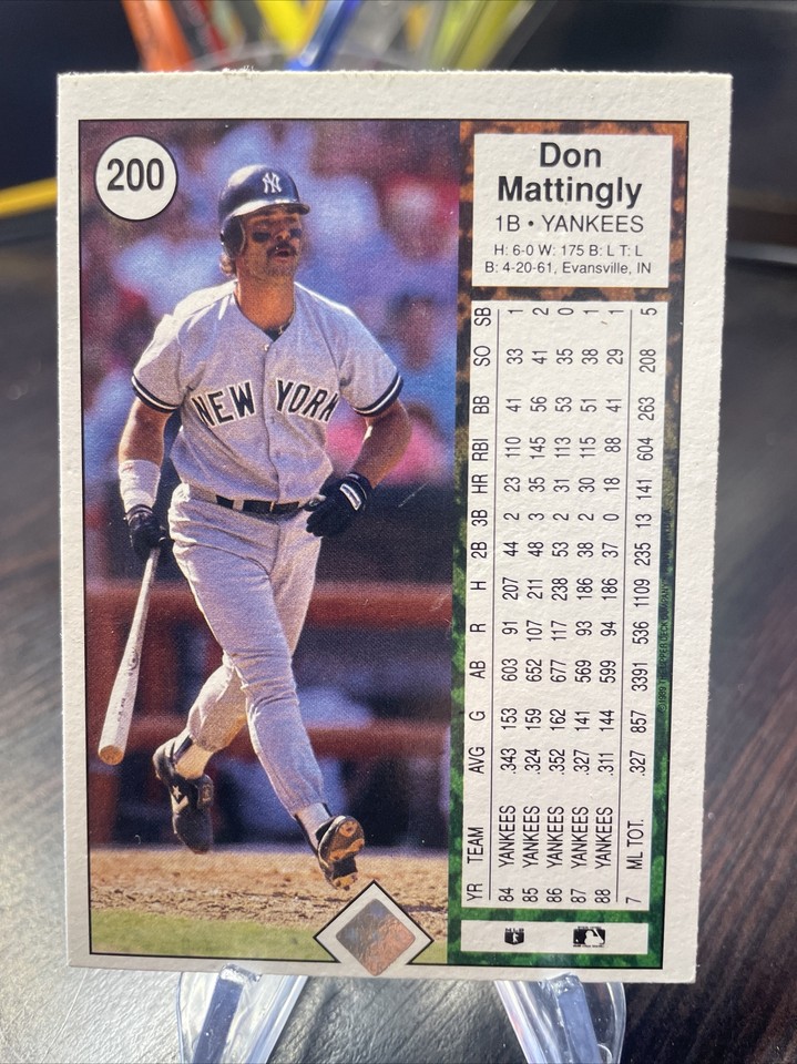 1989 Upper Deck Don Mattingly Card #200 Yankees First Base High-Grade O ...