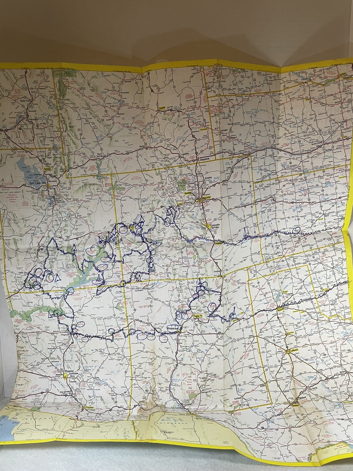 Shell Oil Co Bicentennial Map of the Southwest CA New Mexico AZ NV CO ...