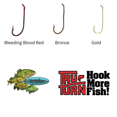 Tru-Turn Fishing Hooks Snelled Live Bait Any Size Bleeding Red Bronze ...