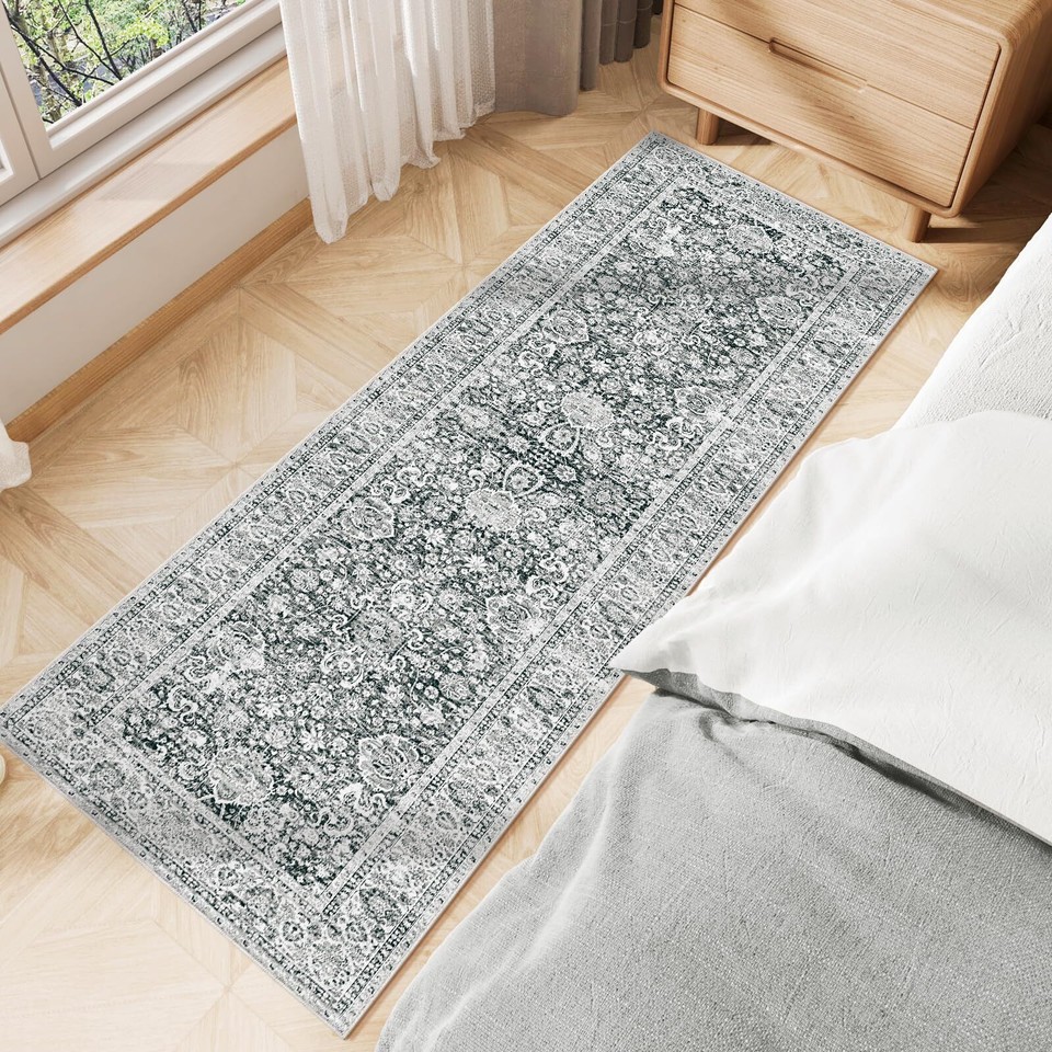 Rug Runner 2x6 Ft Washable Carpet Runner Runner Non-Slip Grey Runner ...