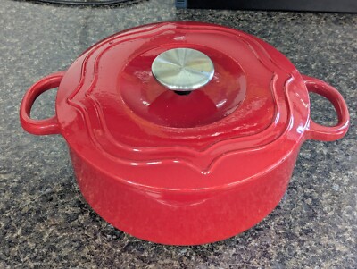 Vintage Chantal Red 4 Quart Enamel Cast Iron Dutch Oven - Very NICE | eBay