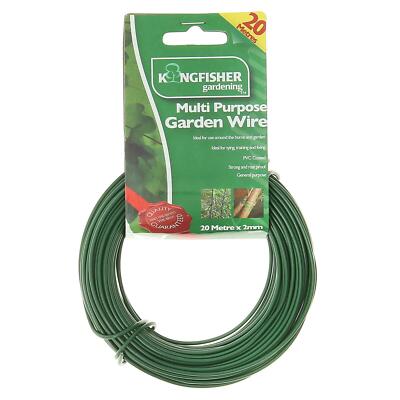 20m x 2mm Multi Purpose Garden Wire Plant Tying Fixing PVC Coated Green ...