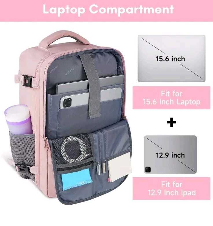 Women's Travel Backpack with USB Charging Port, Laptop & Shoe Pouch ...