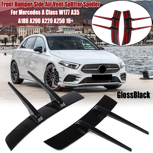 Black Front Bumper Spoiler Side Air Intake Cover For Benz A-Class W177 ...