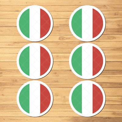 6- Pack Round Italian Flag Circular Stickers - Tricolor Italy Emblem ...