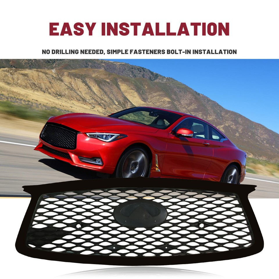 Car Front Grill For 2017-2018 INFINITI Q60 Black With Camera Option | eBay