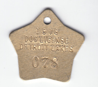 1979 DETROIT LAKES (MINNESOTA) DOG LICENSE TAG #078 | eBay