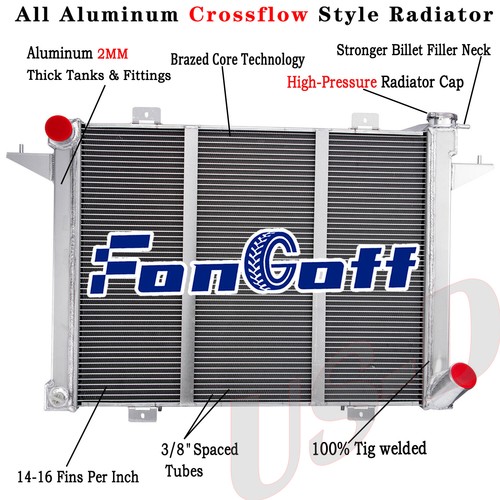 3 Row Aluminum Radiator Fit 1991-1993 Dodge D250 D350 W250 W350 5.9L ...