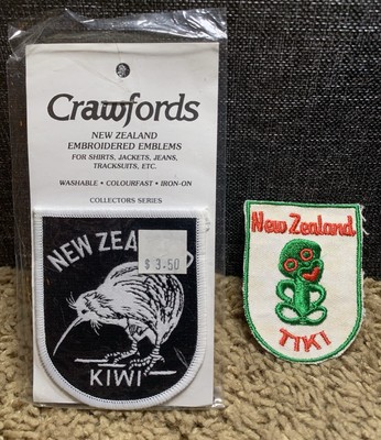 Vintage New Zealand Embroidered Iron On Sew On Patches Kiwi Tiki | eBay