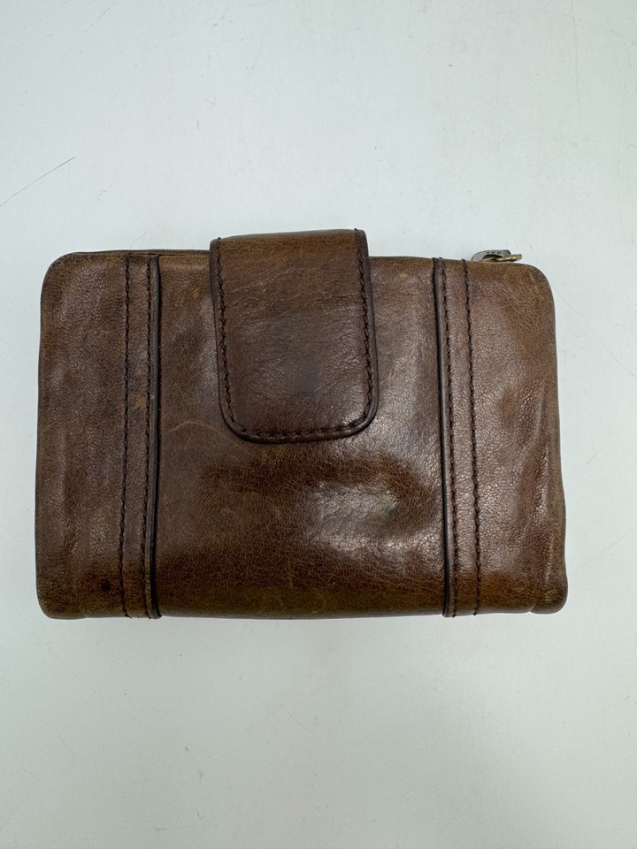 Fossil Long Live Vintage 1954 Brown Leather Wallet Trifold Women | eBay