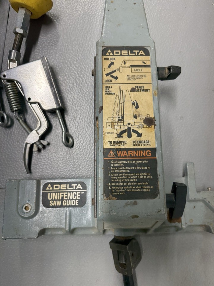 Delta Unifence Table Saw Rip Fence Unisaw W/Two Kickback Rollers 422-27 ...