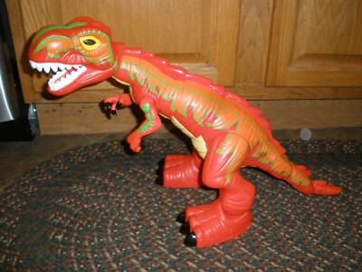 Fisher Price Mega T-Rex Red 14" Dinosaur 2005 Tyrannosaurus Rex Works ...