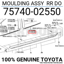7574078011 Genuine Toyota MOULDING ASSY RR 75740-78011 | eBay