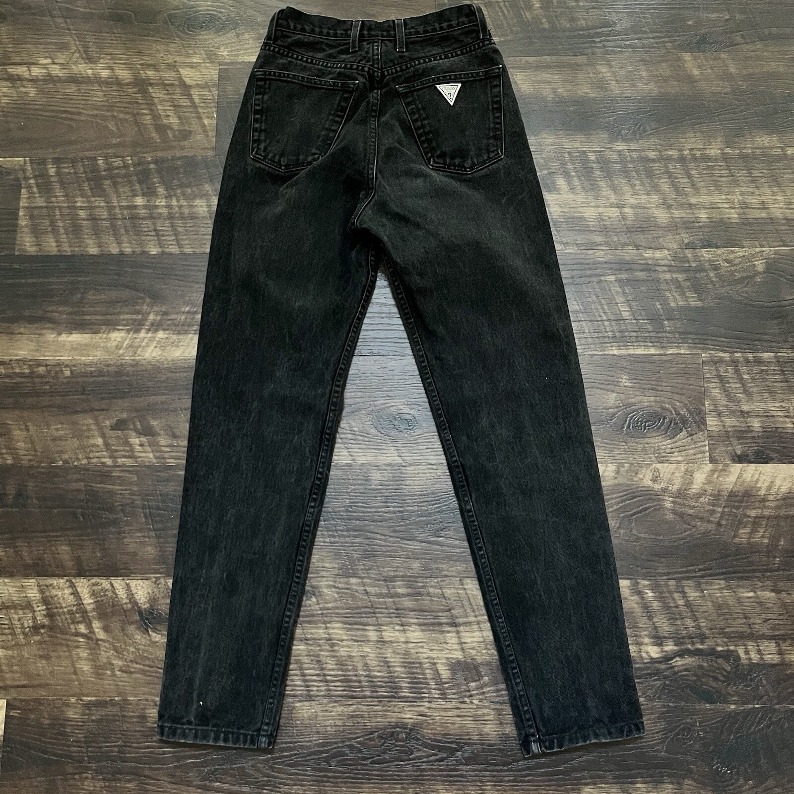 Vintage Guess Triangle Logo Black Denim High Rise Mom… - Gem