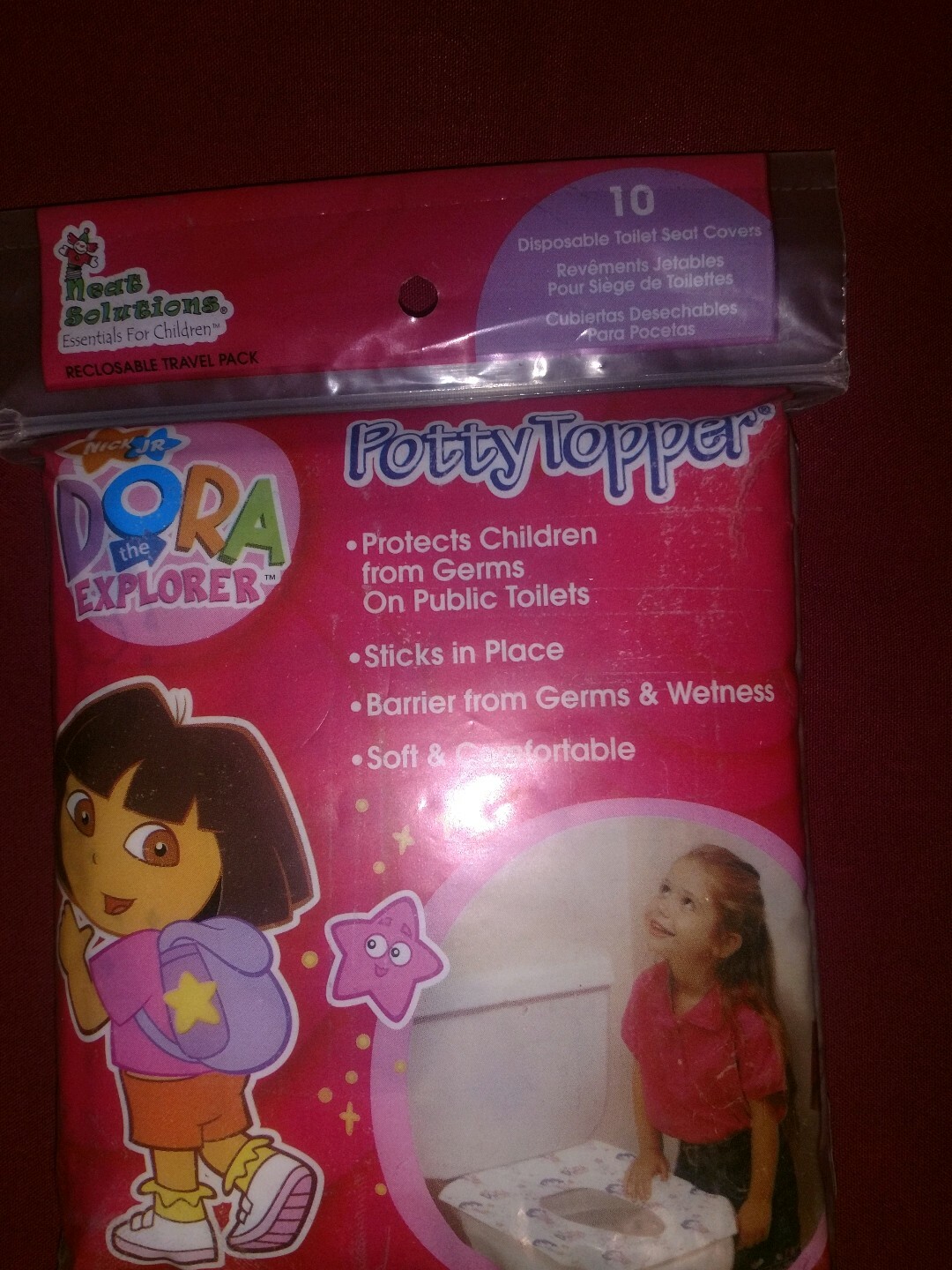 DORA THE EXPLORER POTTY TOPPERS 10 DISPOSABLE TOILET SEAT COVERS NEW IN ...