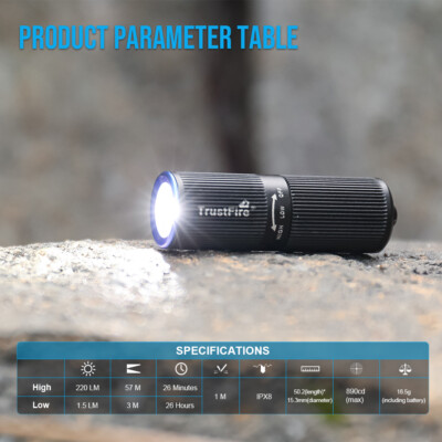 TrustFire MINI2S 220lm Mini Keychain LED Flashlight Rechargeable EDC ...