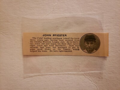 Jack Pfiester 1908 Cubs Spalding World Series Champion Panel | eBay