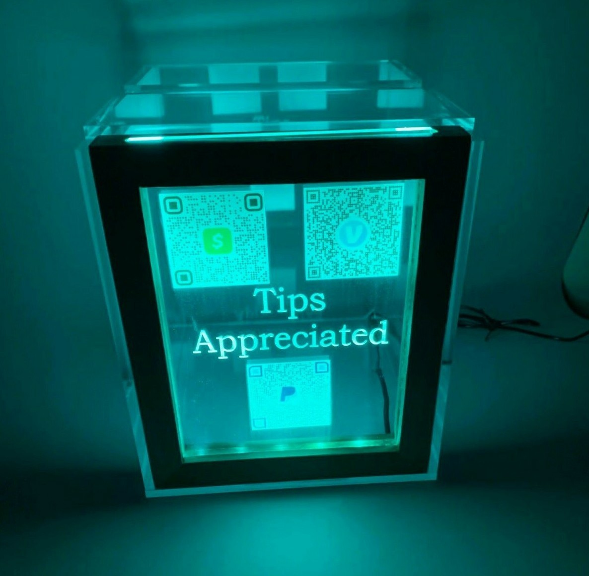 Personalized Tip Box Lights Up LED Custom Logo Jar Scan Your Own Codes ...