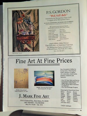 P S GORDON ART PIECES VTG ORIG 1992-3 ADVERTISEMENT | eBay