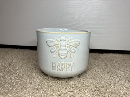 5inch Ceramic "Bee Happy" Pot With Stub Legs | eBay