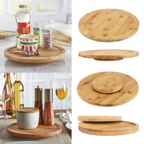 Turntable Bamboo Wooden Rotating on Round Board for Serving Food S | eBay