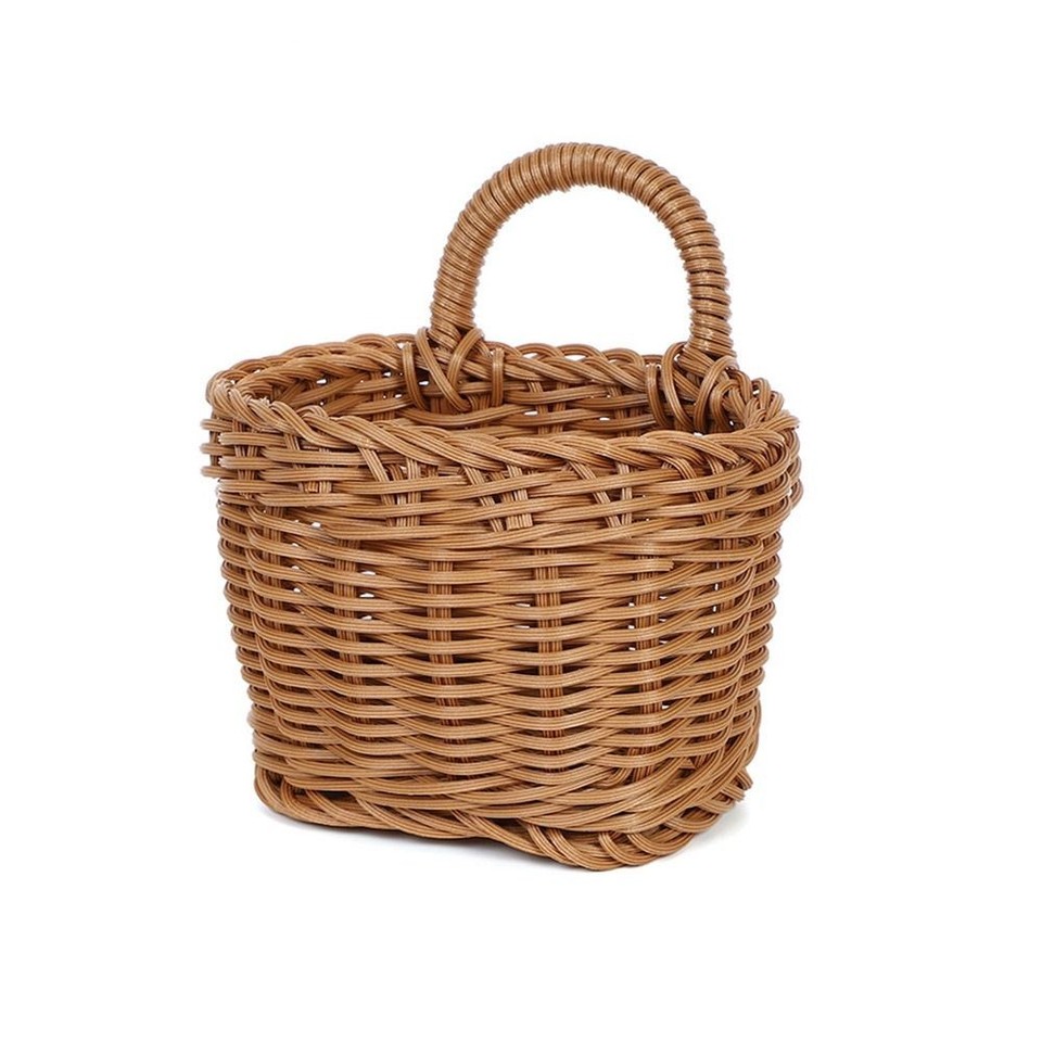 with Handle Hand-woven Hanging Baskets Brown Wall Hanging Basket | eBay ...