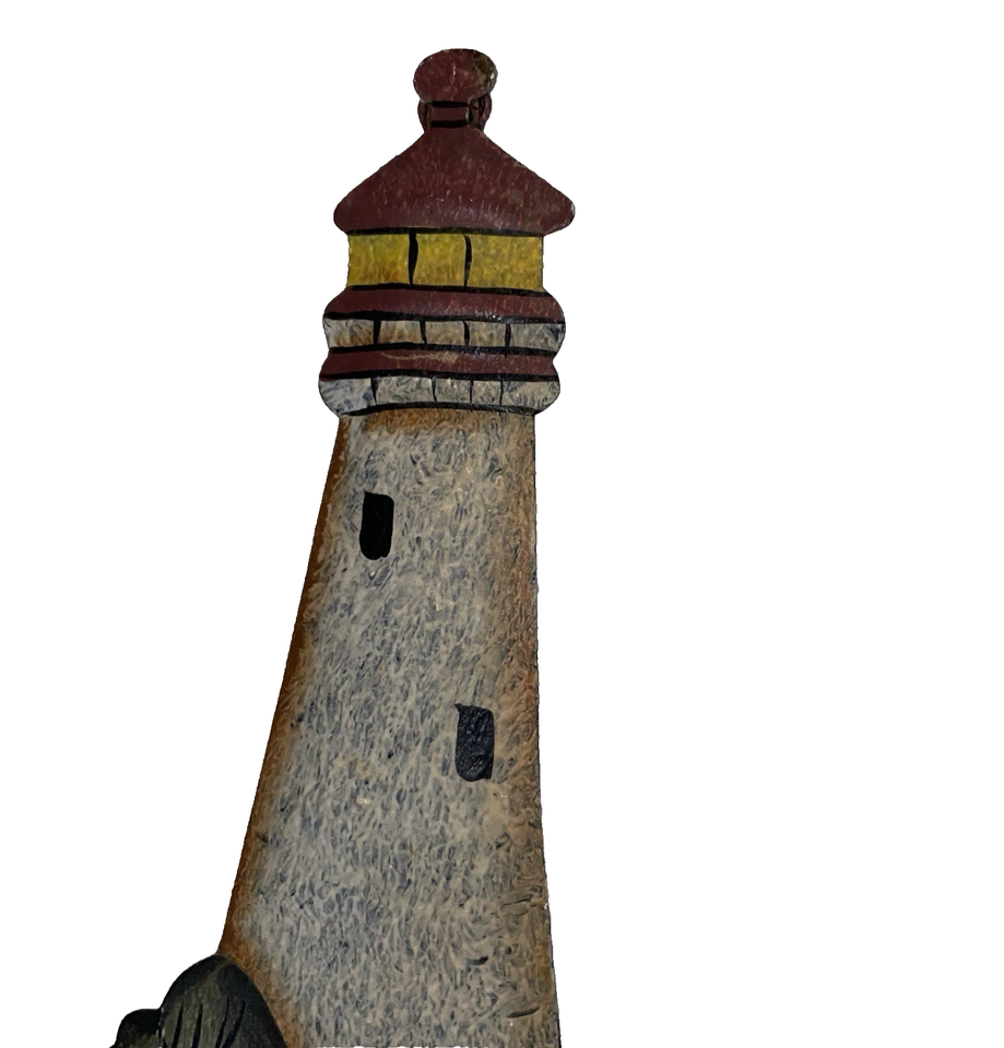 Vintage Metal Lighthouse Wall Art with Hanging Hook Hand Painted | eBay