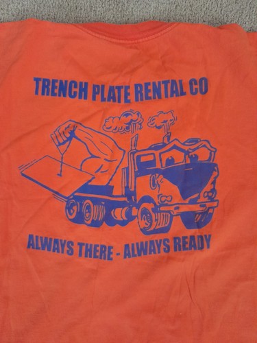 VINTAGE CONSTRUCTION T SHIRT TRENCH PLATE RENTAL CO 3XL | eBay