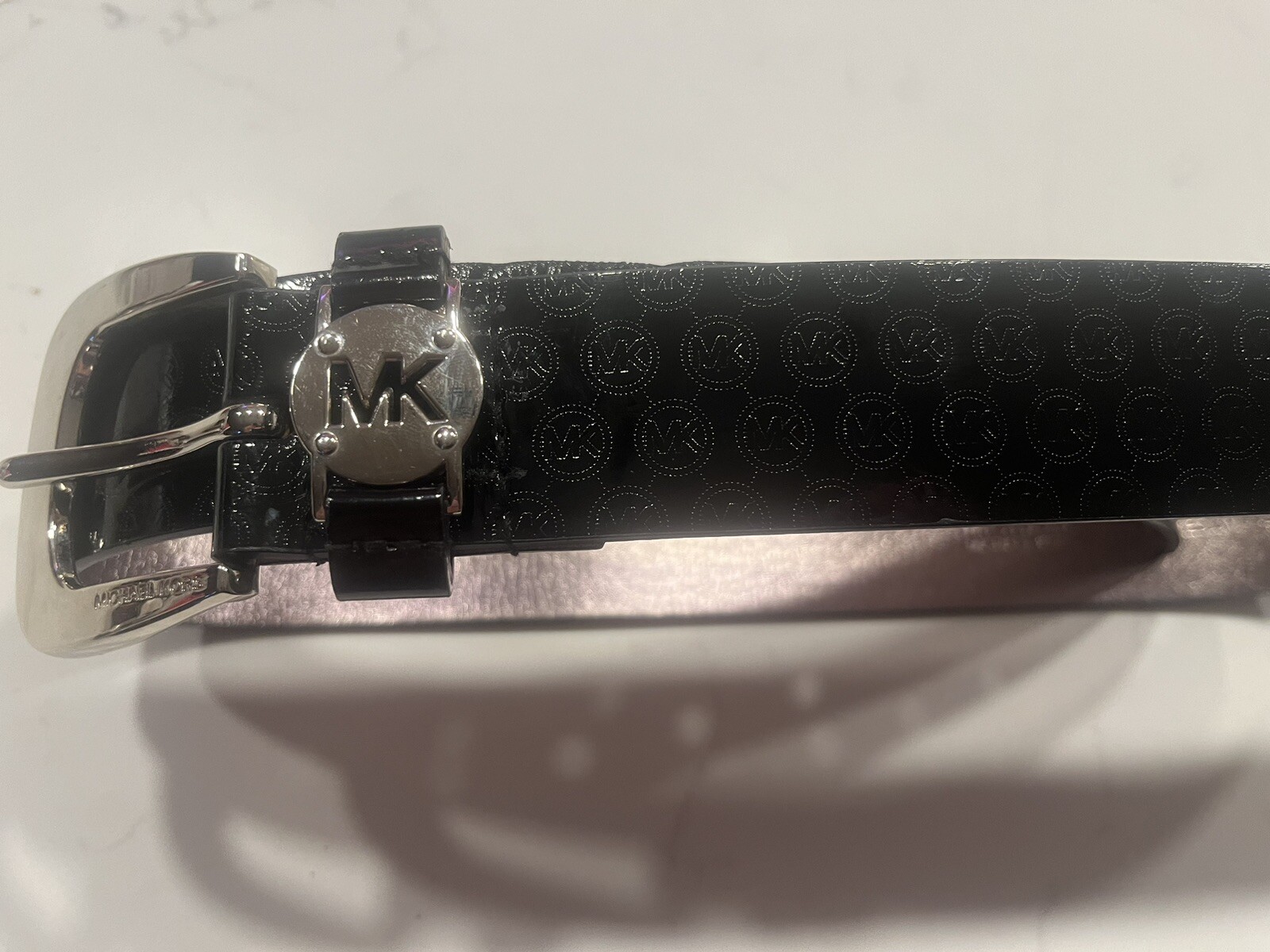 MK Michael Kors black patent leather logo pattern and… - Gem