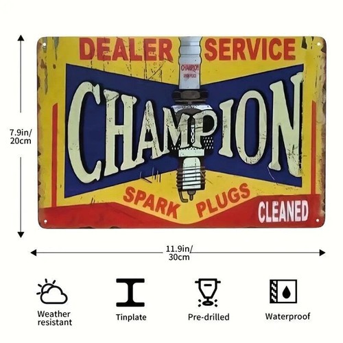 Champion Spark Plugs Tin Sign - 8x12 Inch | eBay