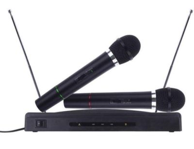 Kit 2 Microfoni Professionali Wireless Con Centralina Vhf Bicanali At ...