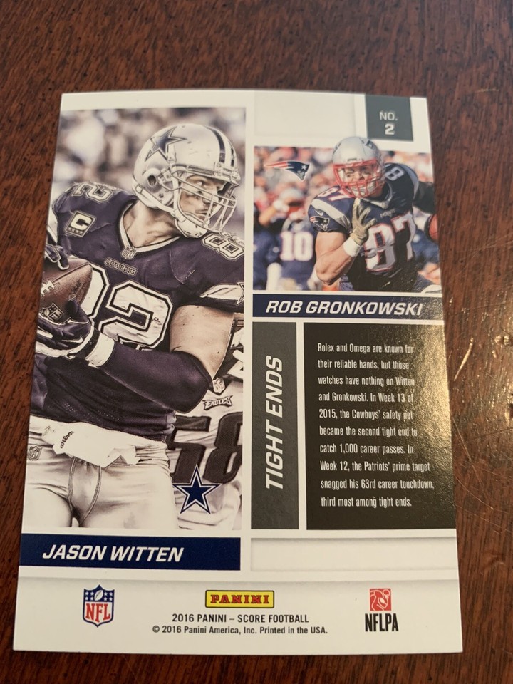 2016 Panini Score Reflections GOLD INSERT #2 - Rob Gronkowski - Witten ...