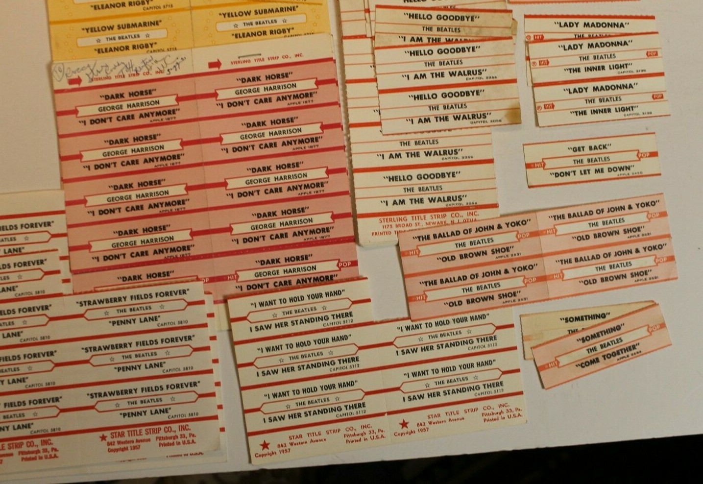 Lot of 185 Vintage Beatles - jukebox strips | eBay