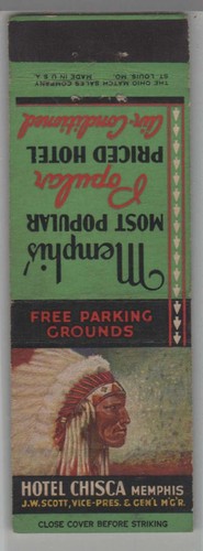 Matchbook Cover - Vintage Hotel Hotel Chisca Memphis, TN | eBay