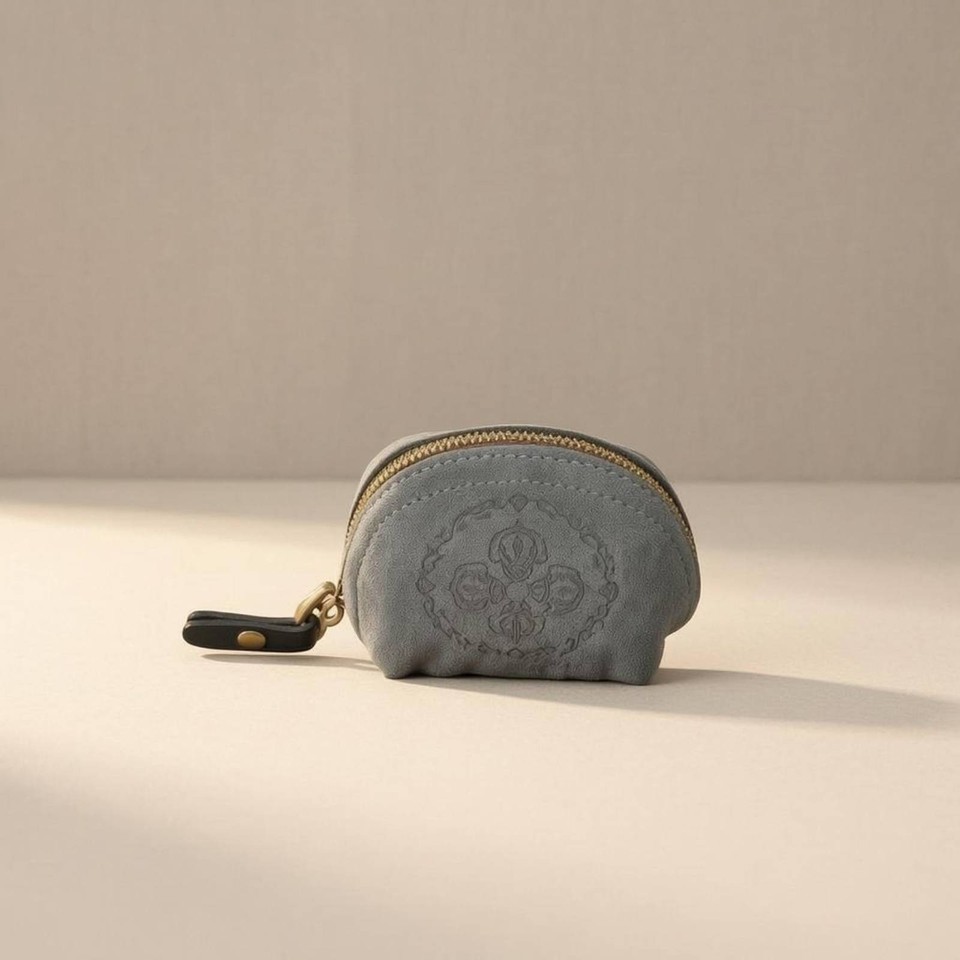 Leather Pouch Suede Texture Jewelry Storage Pouch Gold Zipper | eBay ...
