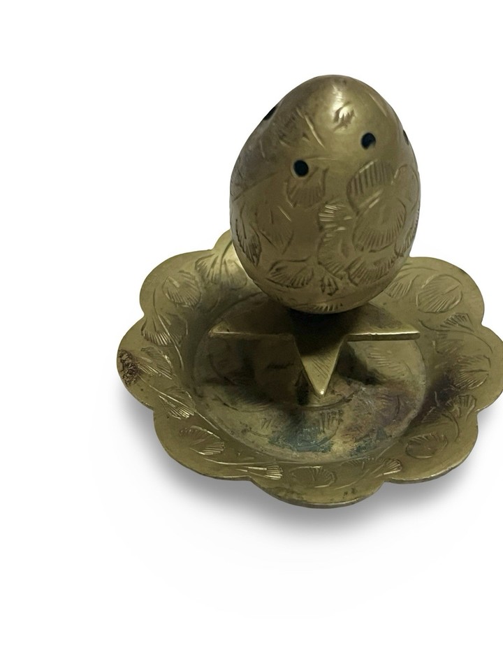 Vintage Brass Stick Incense Burner, Egg Shape w/Etching & Small ...