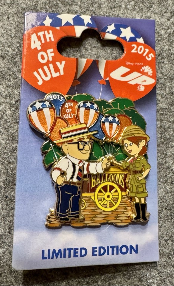 DISNEY 4TH OF JULY 2015 INDEPENDENCE DAY CARL & ELLIE UP BALLOON PIN LE ...