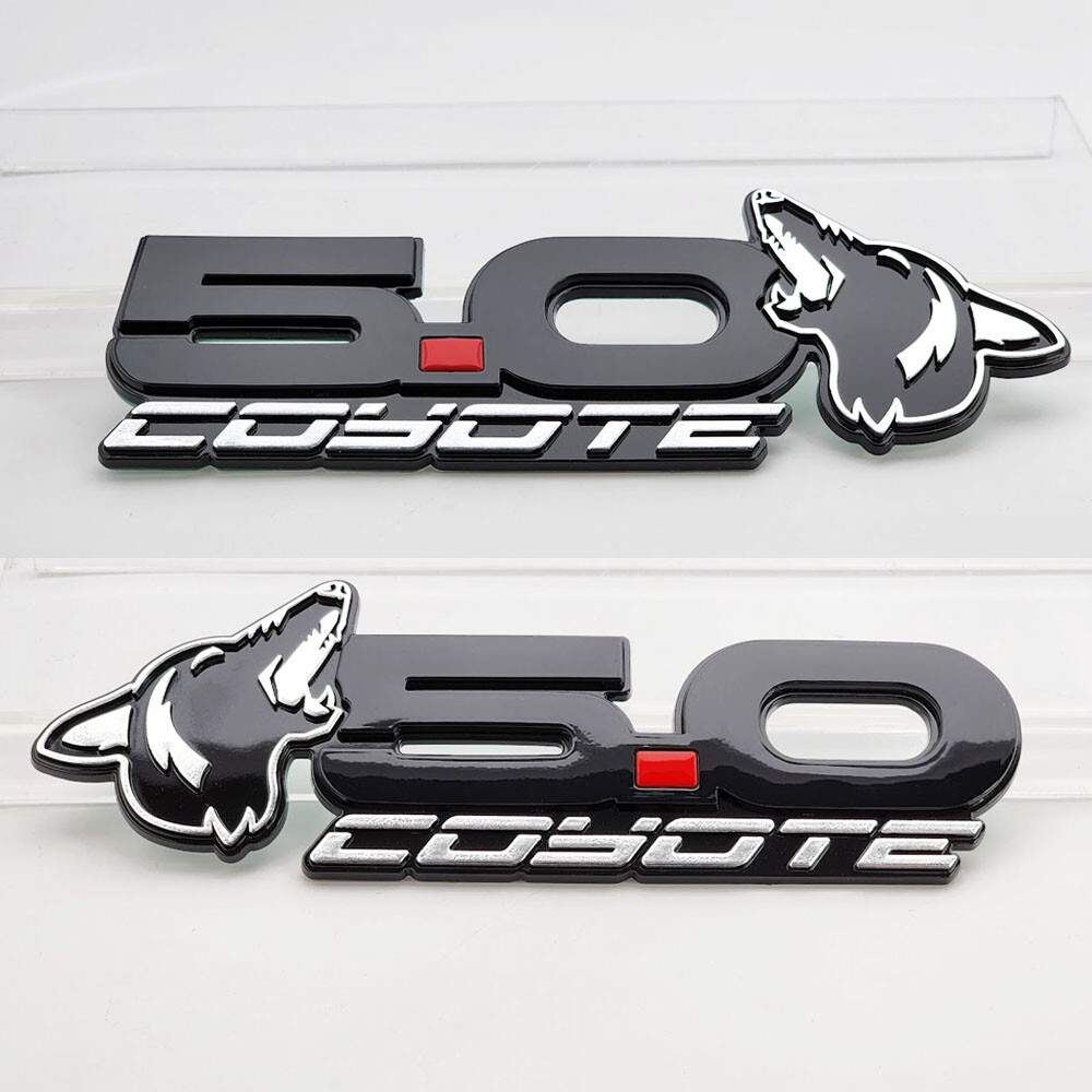 2015-2023 Mustang Chrome Howling Coyote 5.0 Fender Emblems | Adhesive ...