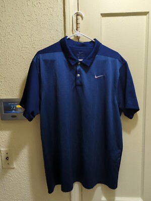Nike XL Dri Fit Polo Blue Two Tone Short Sleeve Button Up Golf Shirt ...