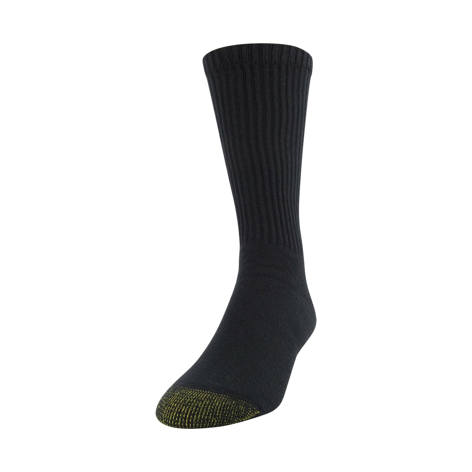 Gold Toe Extended Size Cushioned Black Cotton Crew 6 Pair Men's Socks ...
